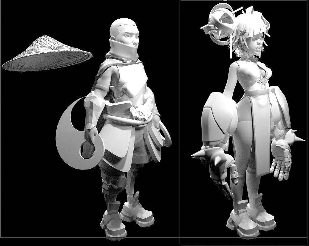 武侠系列角色设计（虚拟可穿戴）——牡丹&苍穹_Zimon3D-站酷ZCOOL