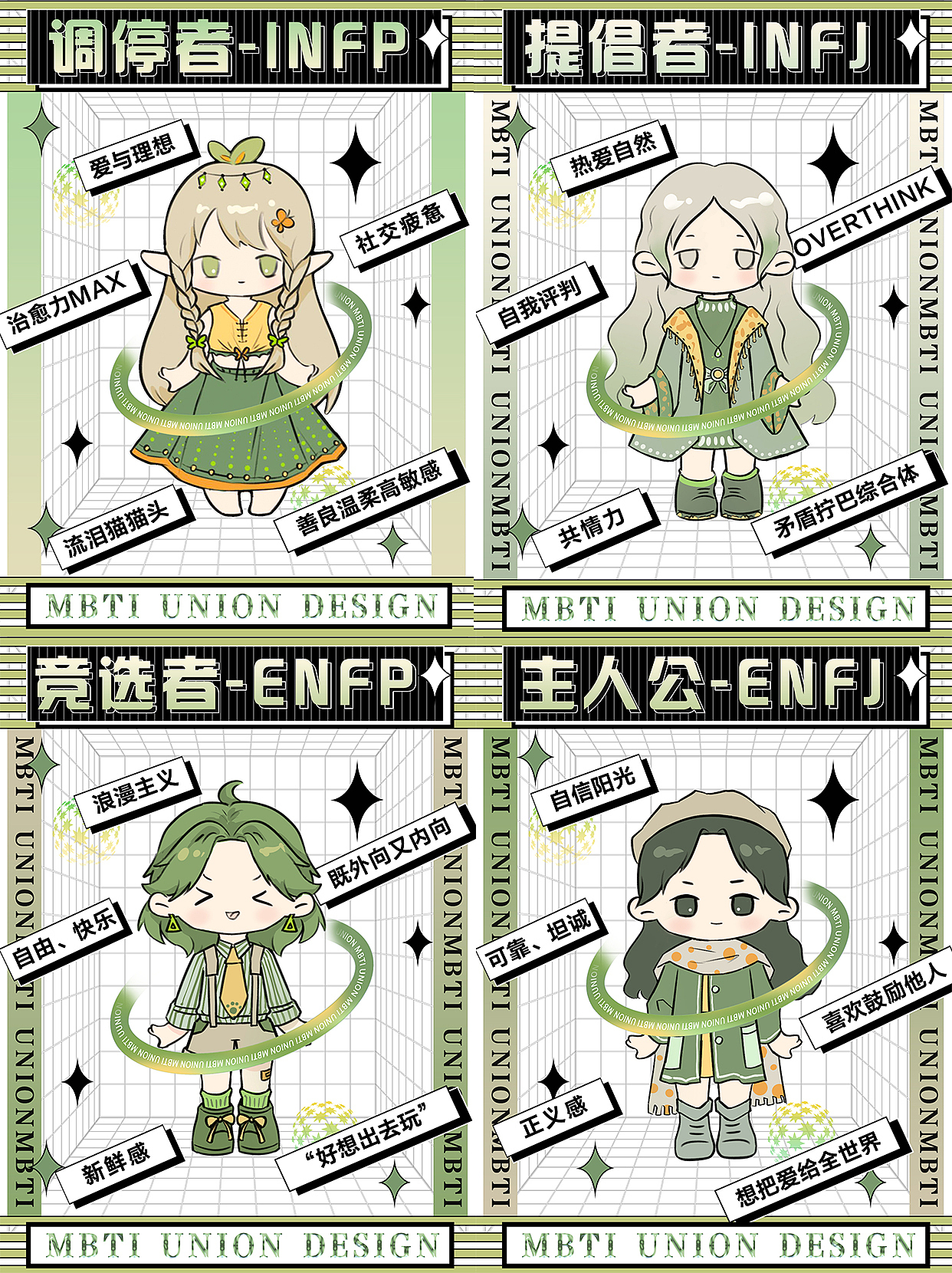 MBTI人物设计 l NF组_无风风风-站酷ZCOOL