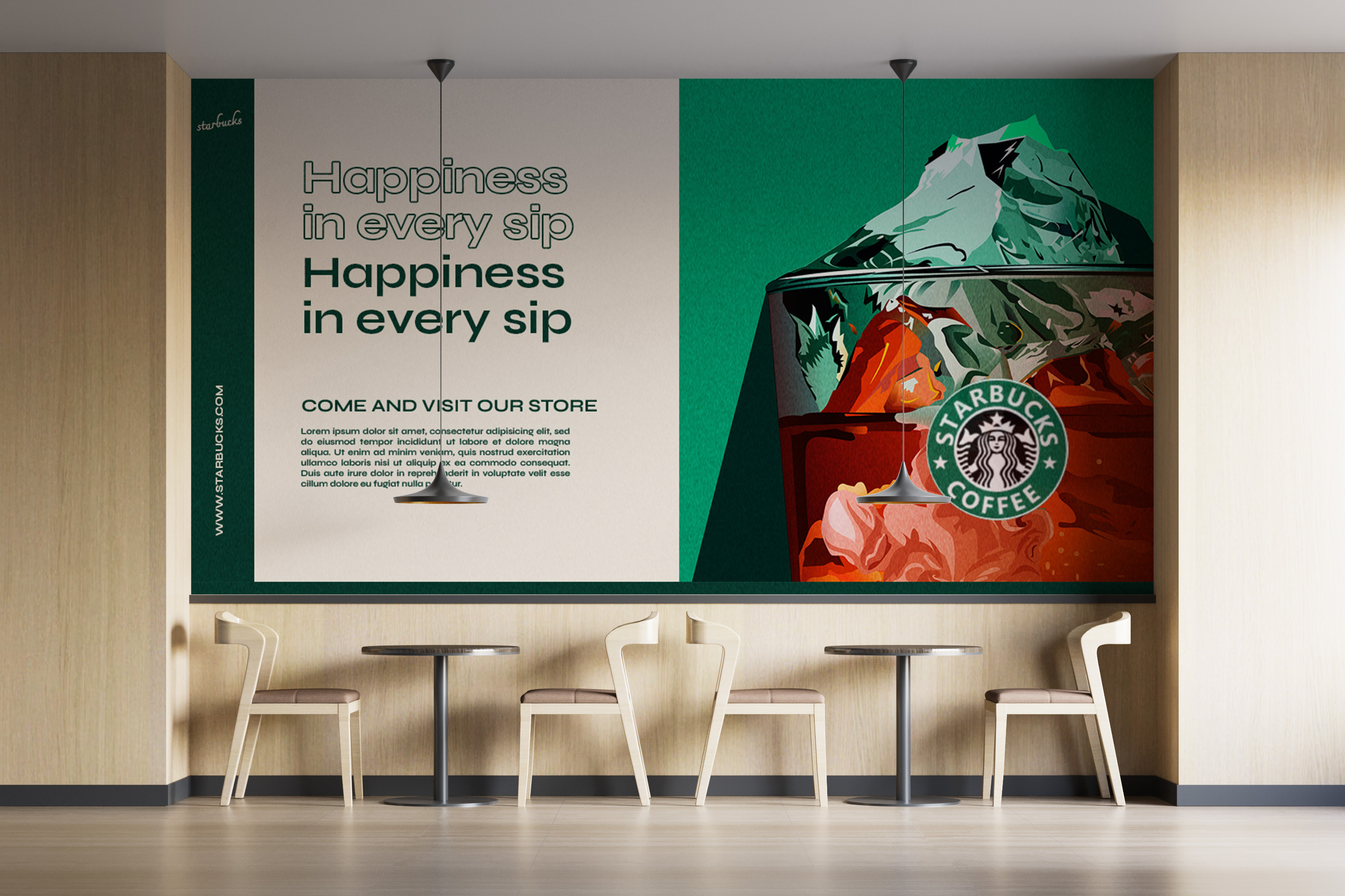 星巴克冰美式插画海报_NuNu韩-站酷ZCOOL