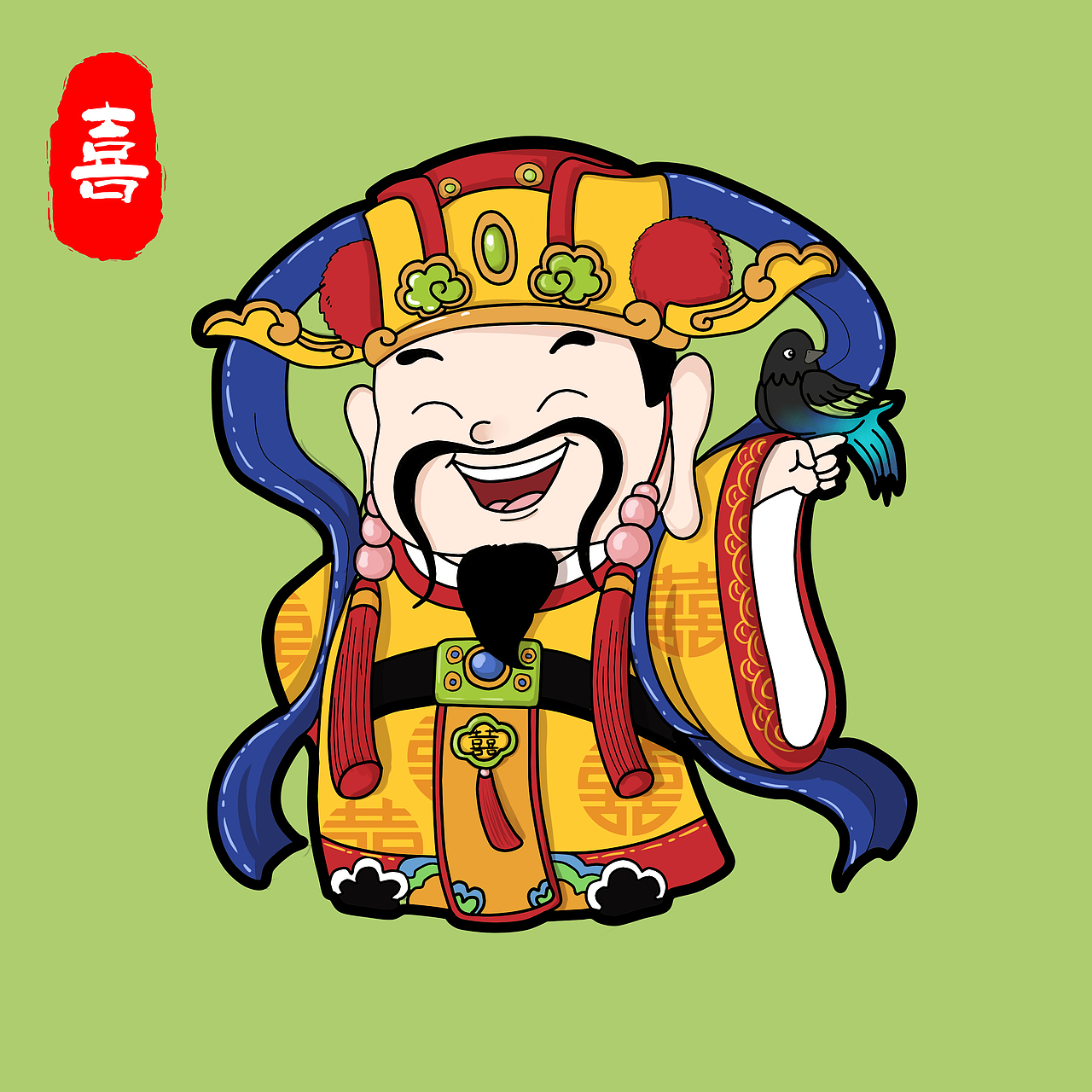 福禄寿喜财 小神仙ip创作_yo看见我的猫了吗-站酷ZCOOL