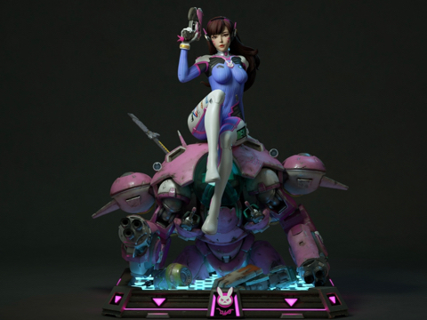 Dva gk雕像 手办 建模及渲染图展示_一十一朵-站酷ZCOOL