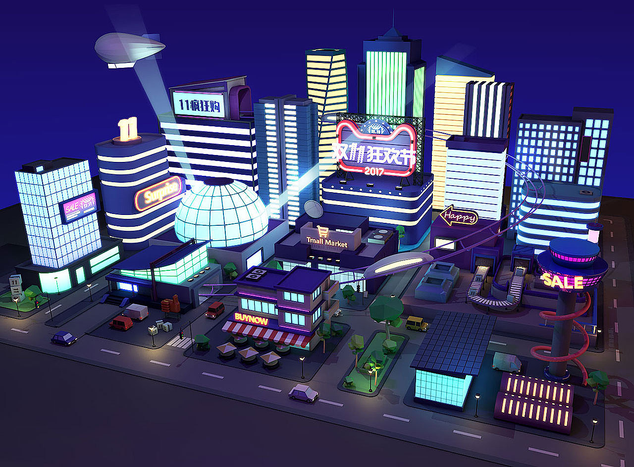 狂欢城市小场景建模渲染_J豪_27149-站酷ZCOOL