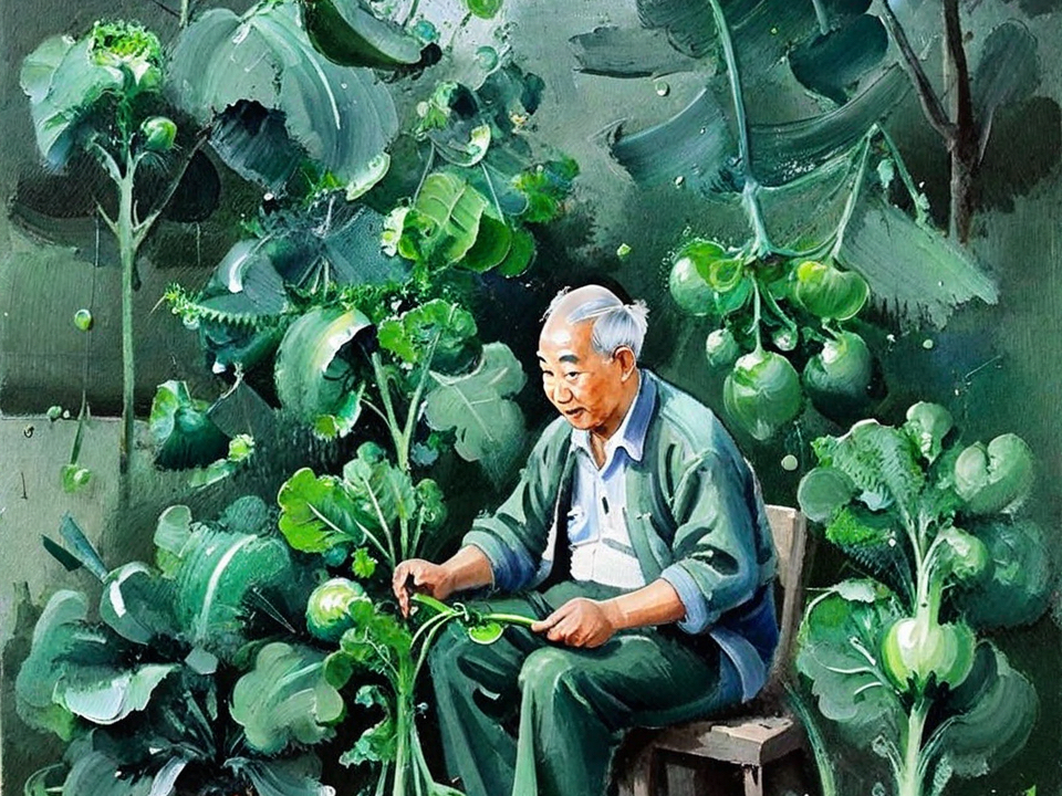 是小时候记忆里的爷爷｜菜园｜油画｜_Sunny老师-站酷ZCOOL