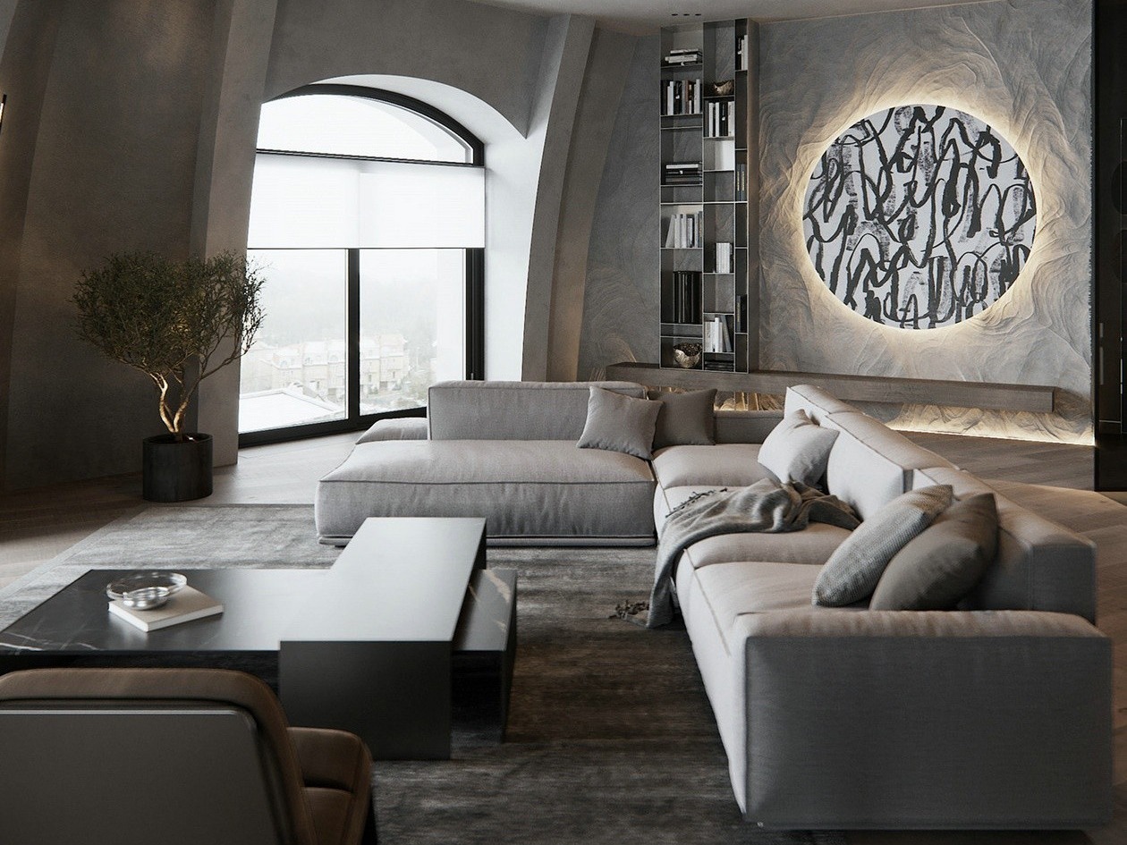 高级灰与金属相结合 打造出超精致的住宅_宇婷0359-站酷ZCOOL