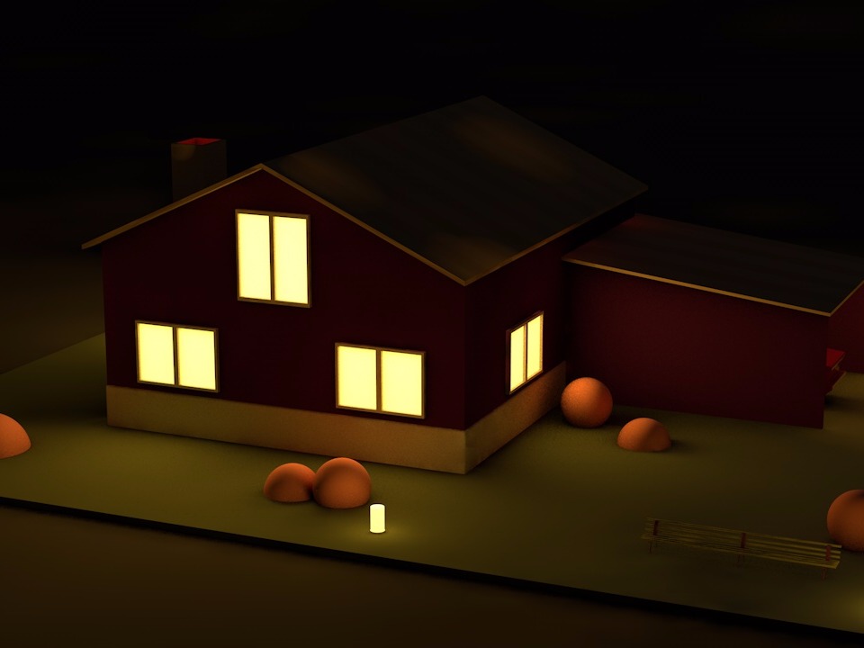 C4D工具练习 房子建模 三维模型 场景_AH_大木-站酷ZCOOL