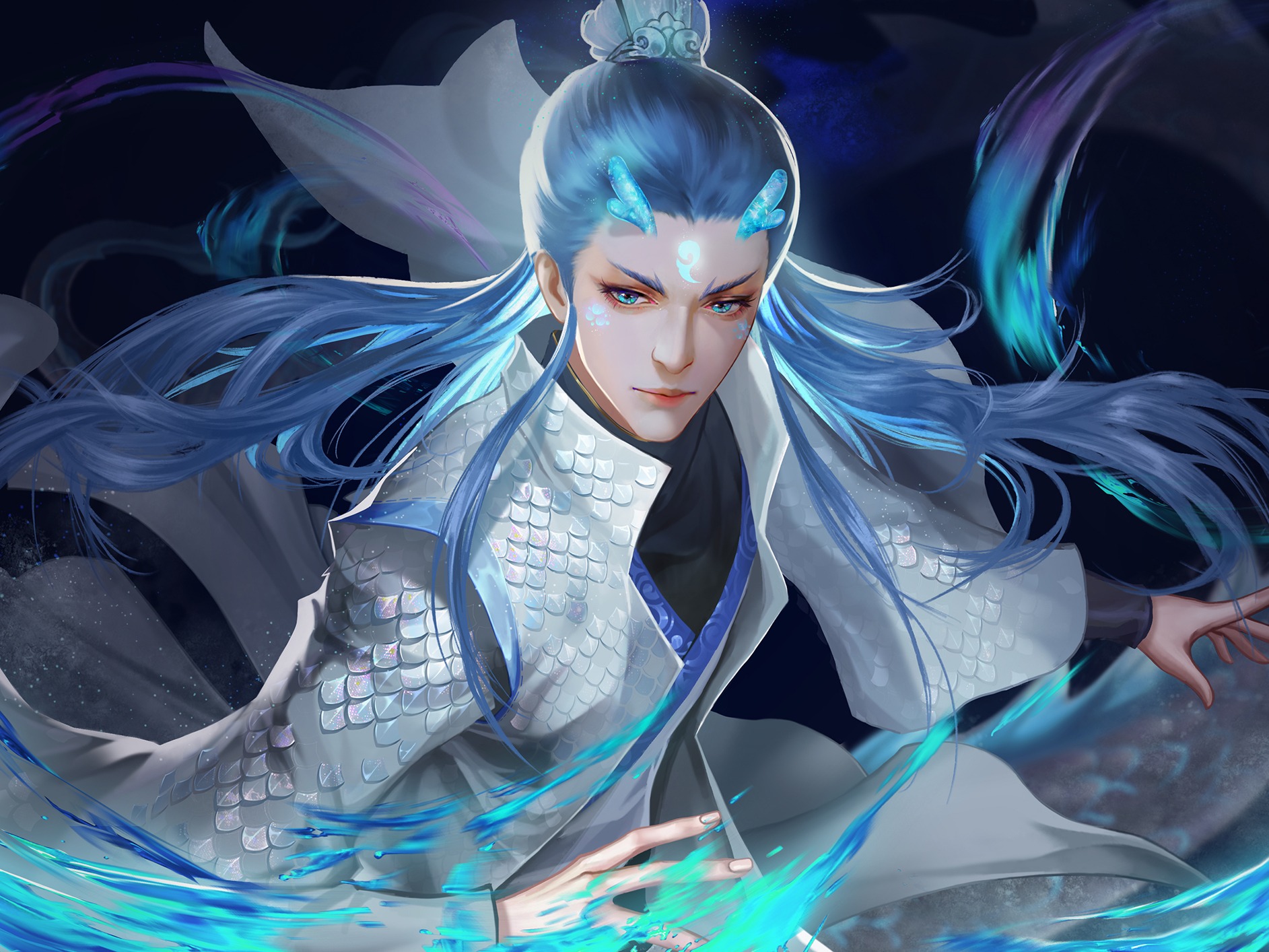 #铁皮人教师作品#媛媛老师——敖丙同人图_铁皮人CG艺术-站酷ZCOOL