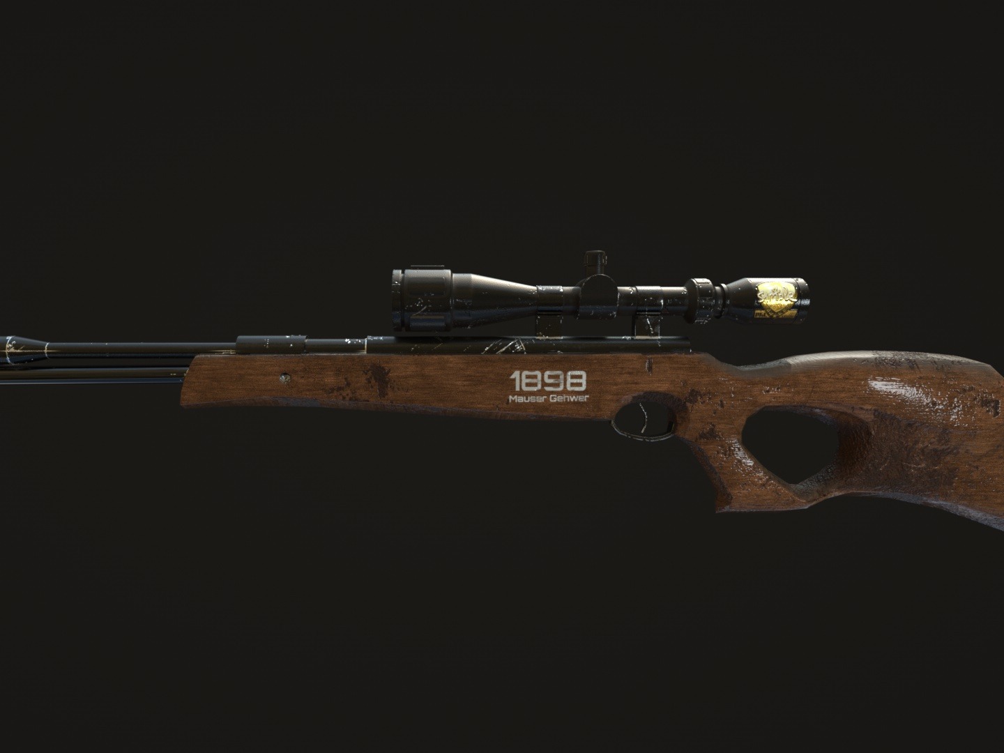 98K步枪武器 C4D.OC_Lior阿成-站酷ZCOOL