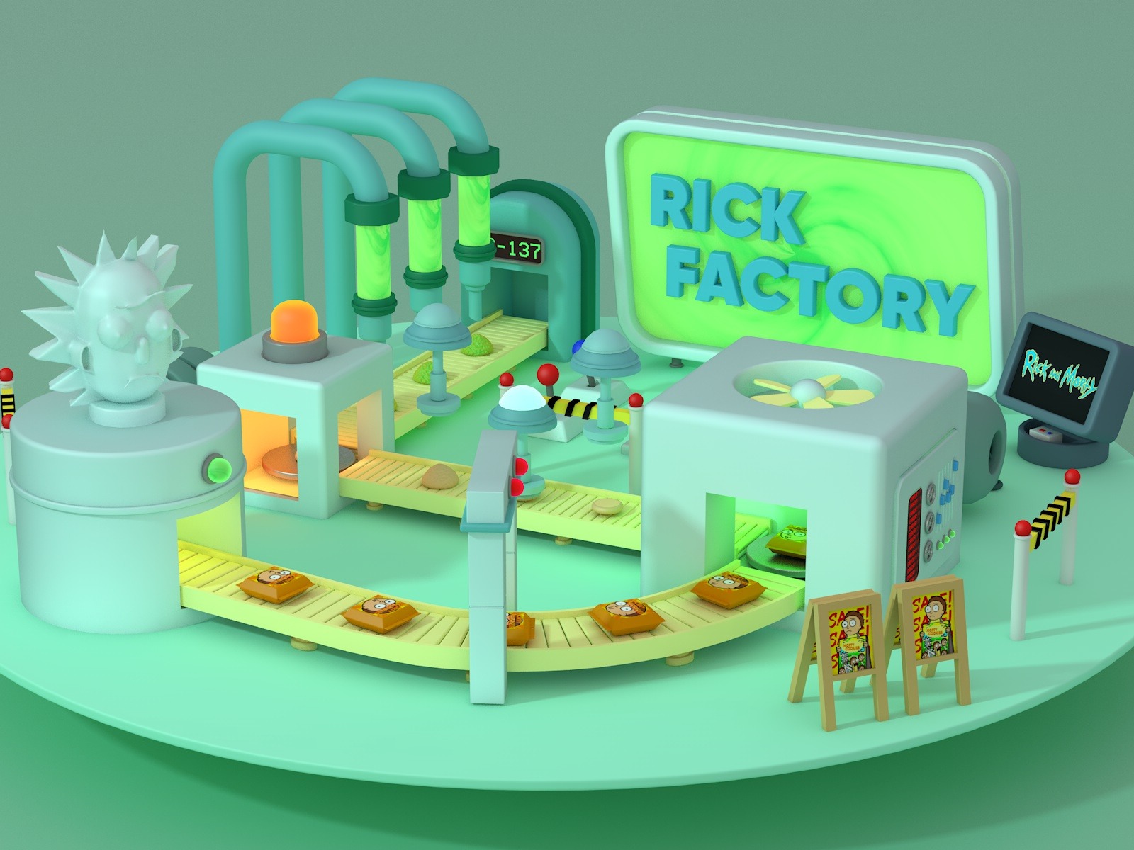 C4D三维视觉「RICK FACTORY」瑞克工厂_91dipsy-站酷ZCOOL