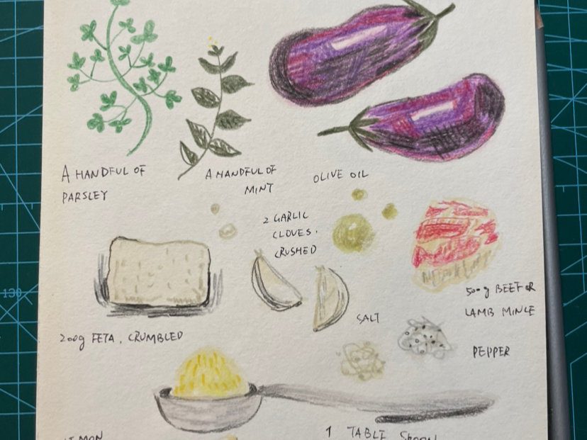 手绘食谱Vol.43 FETA EGGPLANT_元气乔伊-站酷ZCOOL