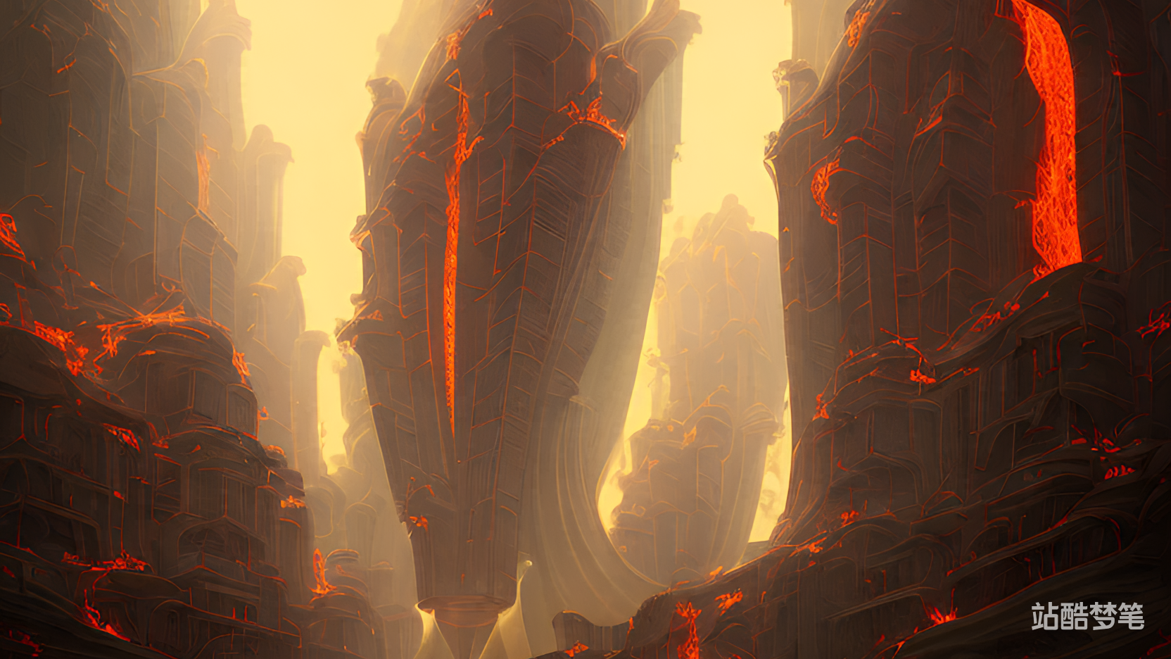 #站酷梦笔#刑天，烈焰，高度详细的，对称，概念艺术，_hitwh-站酷ZCOOL