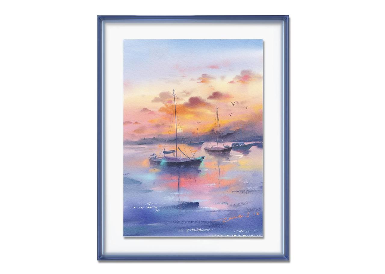 停泊_zane水彩-站酷ZCOOL