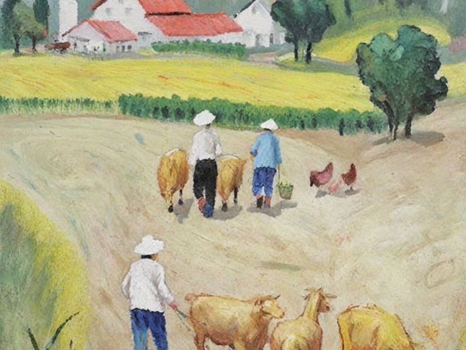 爷爷的农场｜语文书本插画｜油画_Sunny老师-站酷ZCOOL