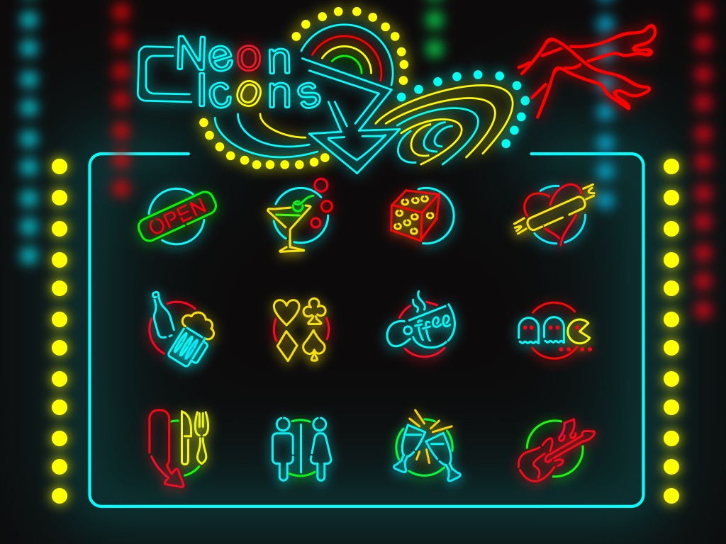 霓虹灯牌icon练习_大斌有点Simpson-站酷ZCOOL