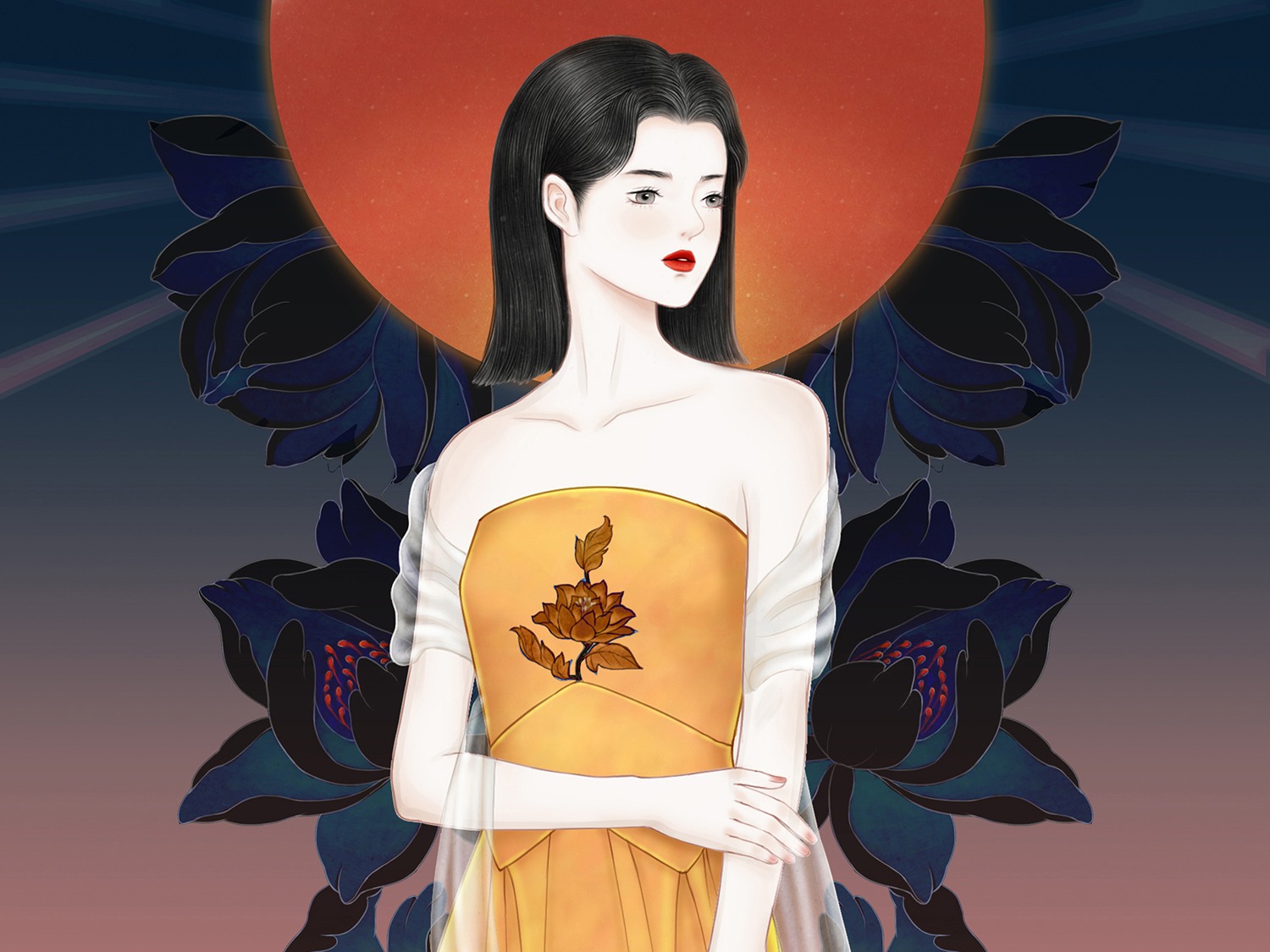 旗袍牡丹式_isnaisi-站酷ZCOOL