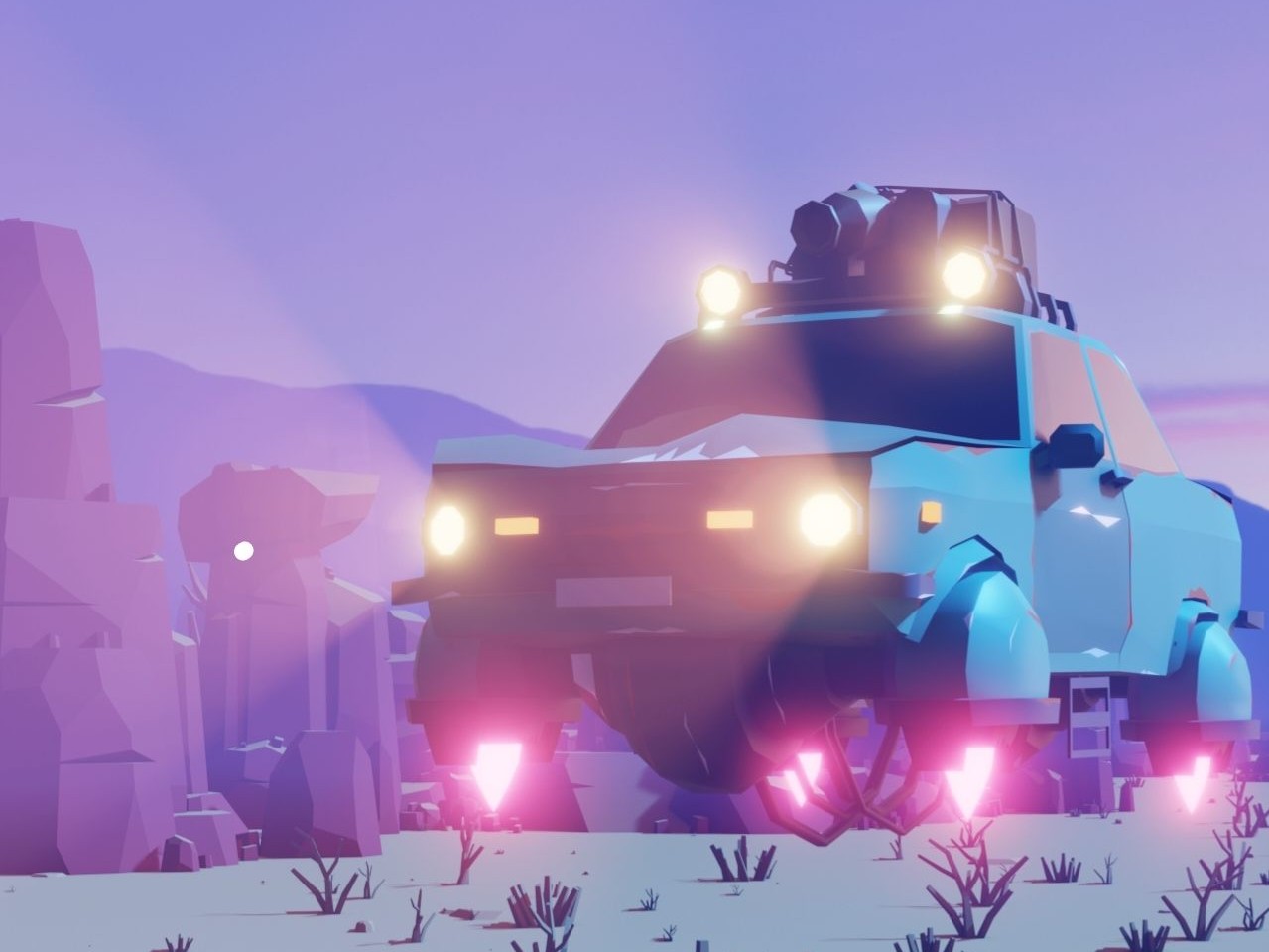 Low poly风格 小蓝车_肉肉小太阳-站酷ZCOOL