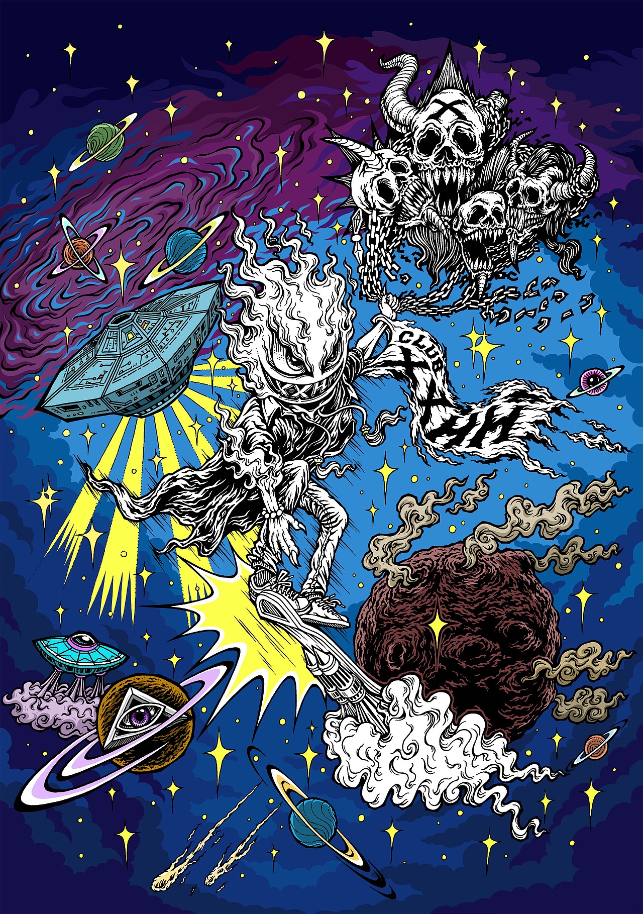 我与潮牌“club xxhh”合作的几款服装图案_傅淳强-站酷ZCOOL