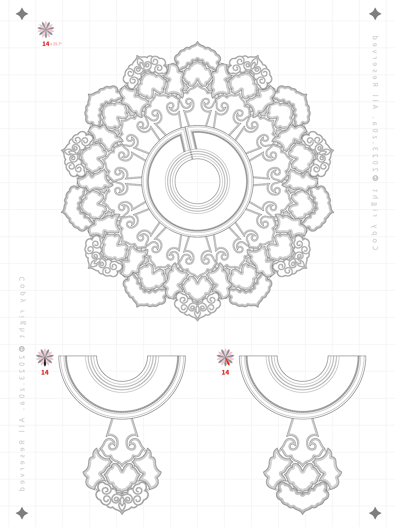 【z0a】传统服饰·云肩·结构及配色提取·学习资料_z0a_-站酷ZCOOL