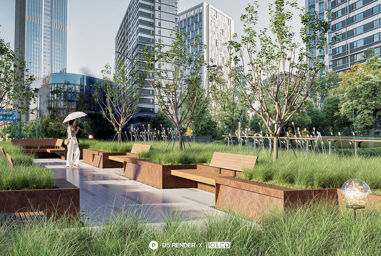 D5渲染器-泛舟于市-广州寺右万科中心_景观设计_QLCD-站酷ZCOOL