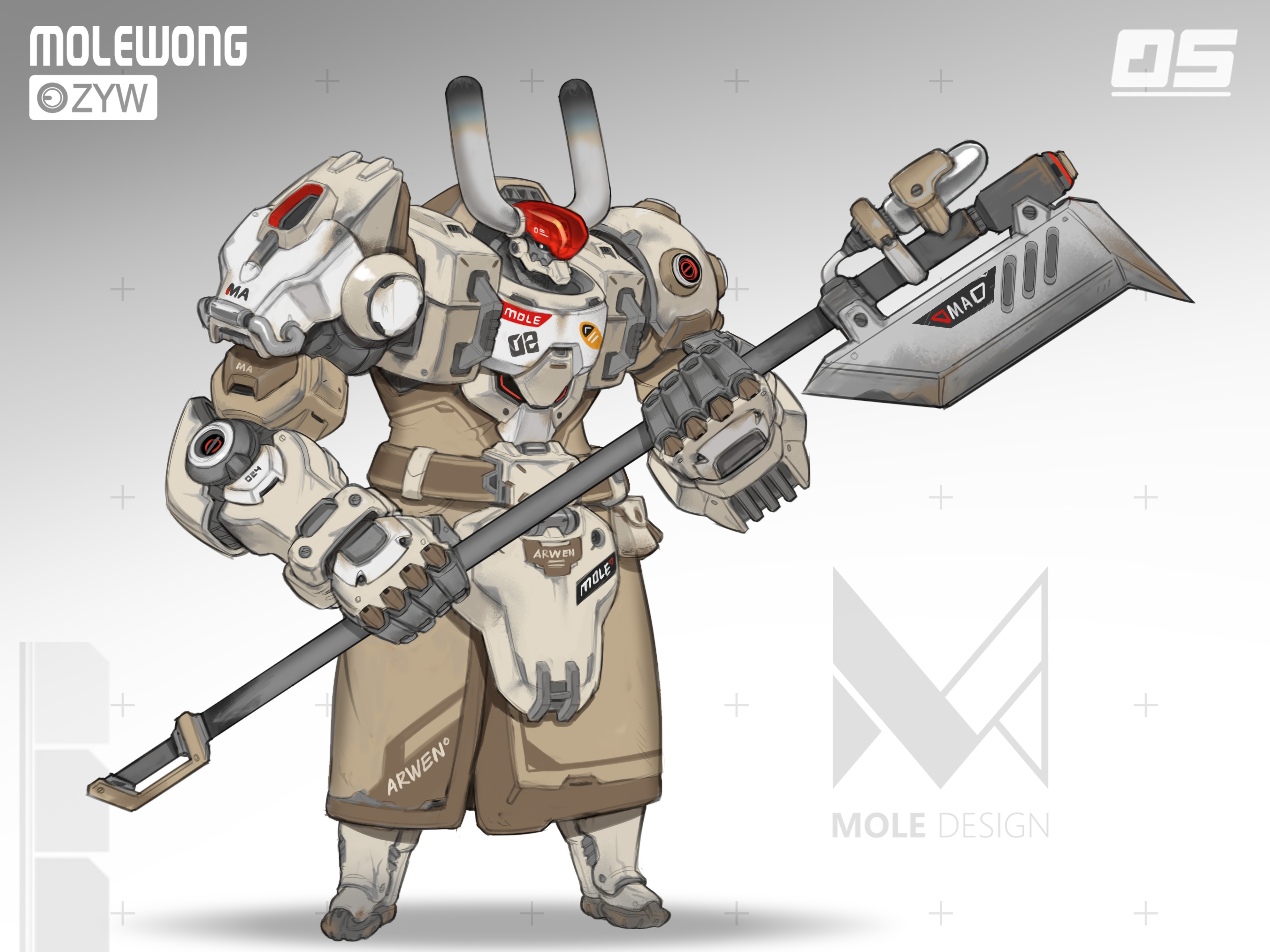 机甲角色设计过程演示_mole同学-站酷ZCOOL