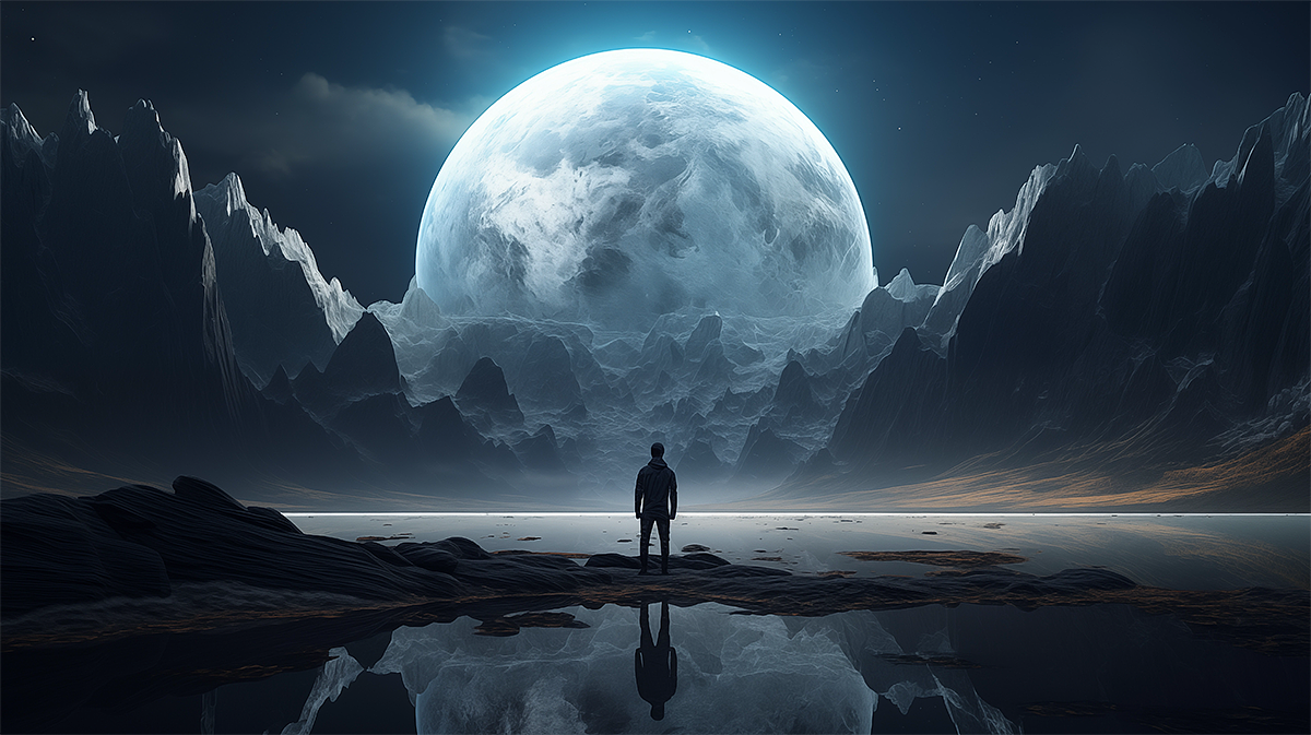 【背景素材-可商用】超现实月球星球孤寂感背景-17P_kingblack95-站酷ZCOOL