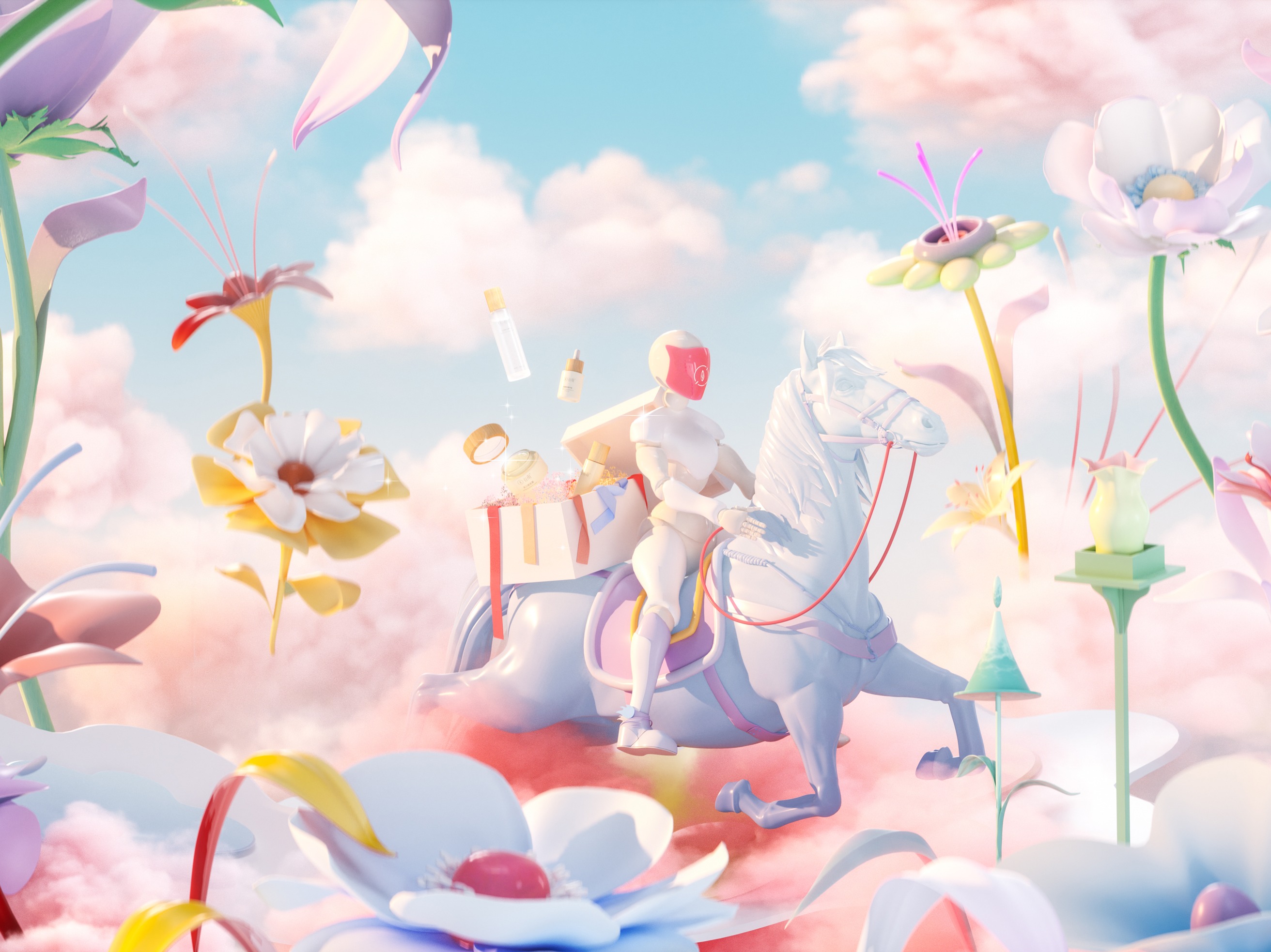 C4D夏日奇遇KV/天猫猫头KV_冼英俊-站酷ZCOOL