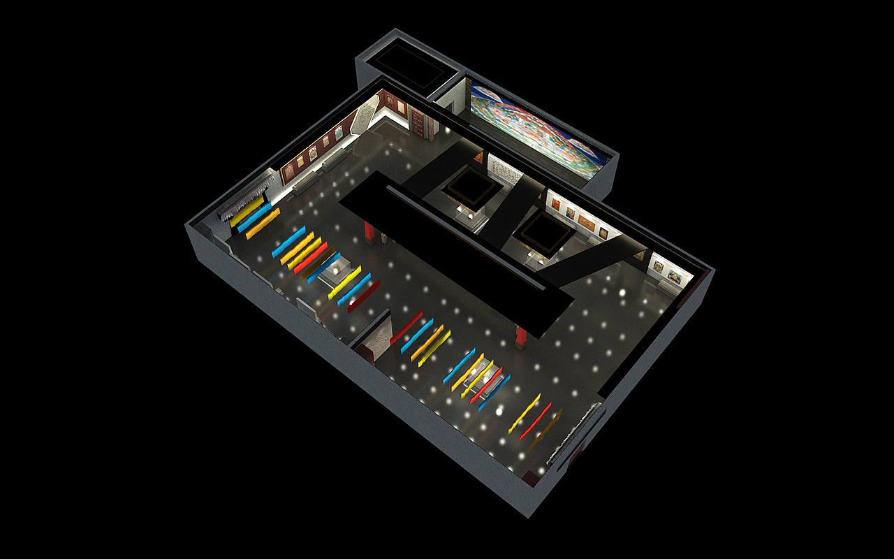 唐卡艺术展 展厅 效果图设计 3d_设计狮Ming-站酷ZCOOL