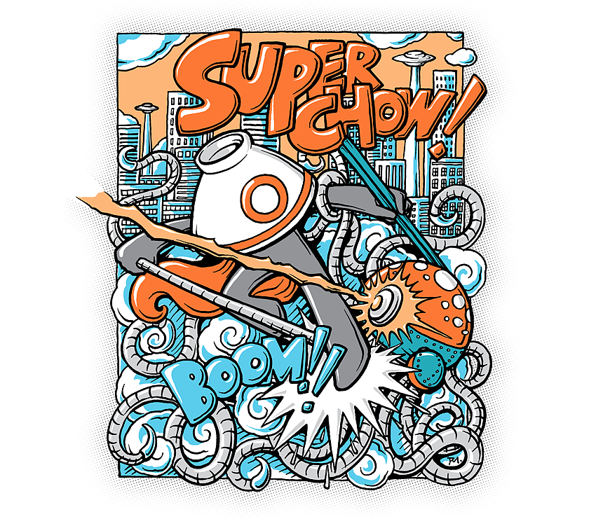 SUPER CHOW 餐饮品牌设计 及 主题插画+品牌公仔创作|插画|商业插画|PandaMei_原创作品-站酷ZCOOL