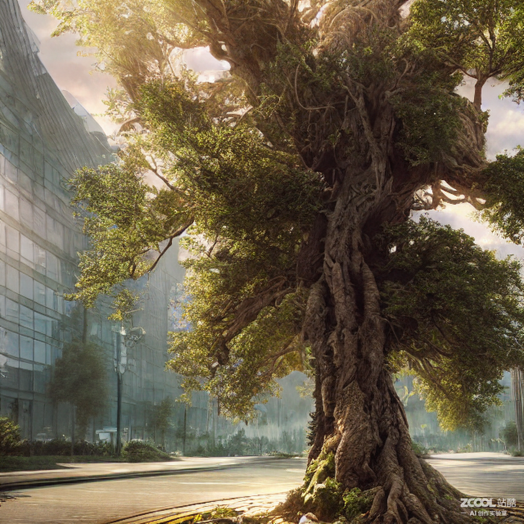 #AI创作实验室#一棵树在未来城市里_阿坞-站酷ZCOOL