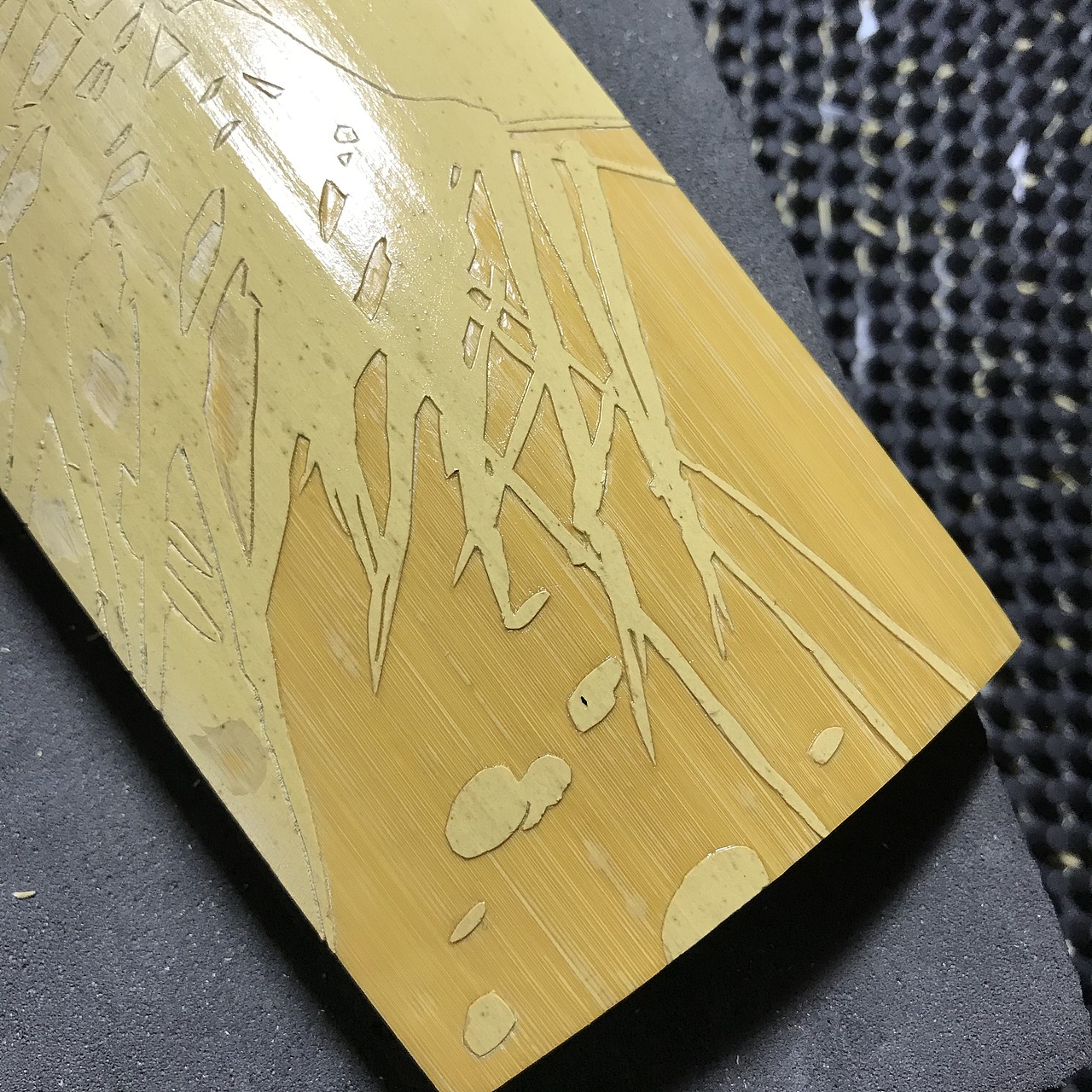 芦汀雨过（留青竹刻）_飞鸟喜乐-站酷ZCOOL