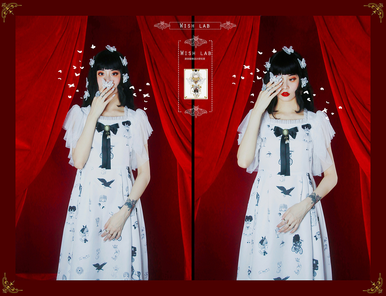 原创复古少女连身裙《two I》_画涂的KWhite-站酷ZCOOL