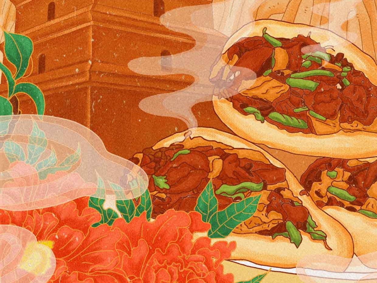 原创中国风西安旅游插画_喵喵099-站酷ZCOOL