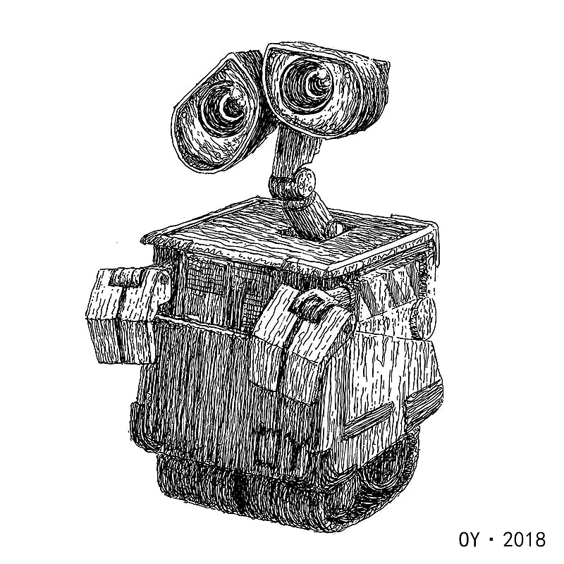 钢笔画WALL-E_欧阳鹏杰_OY-站酷ZCOOL
