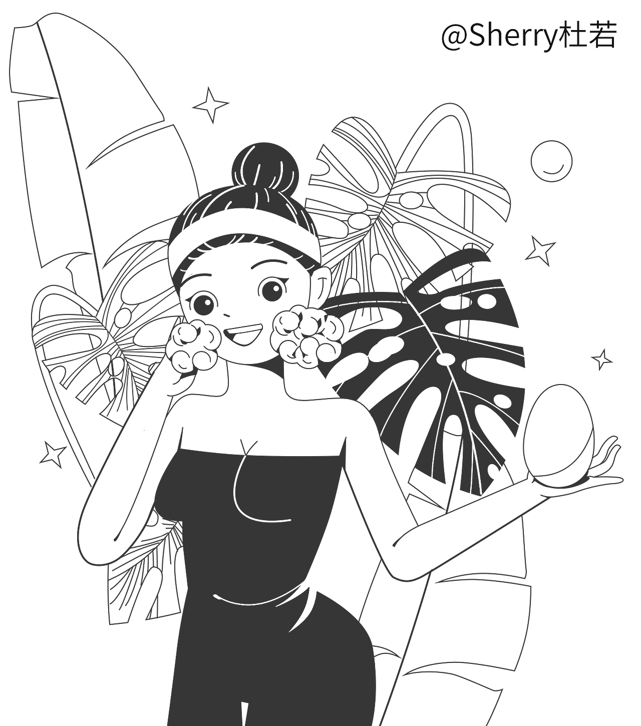 为Safone莎弗尼画的圣诞明信片以及麻袋上的图案_Sherry杜若-站酷ZCOOL