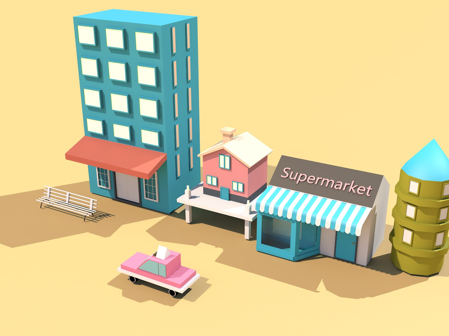 big house（C4D模型）_阳光与你常在-站酷ZCOOL