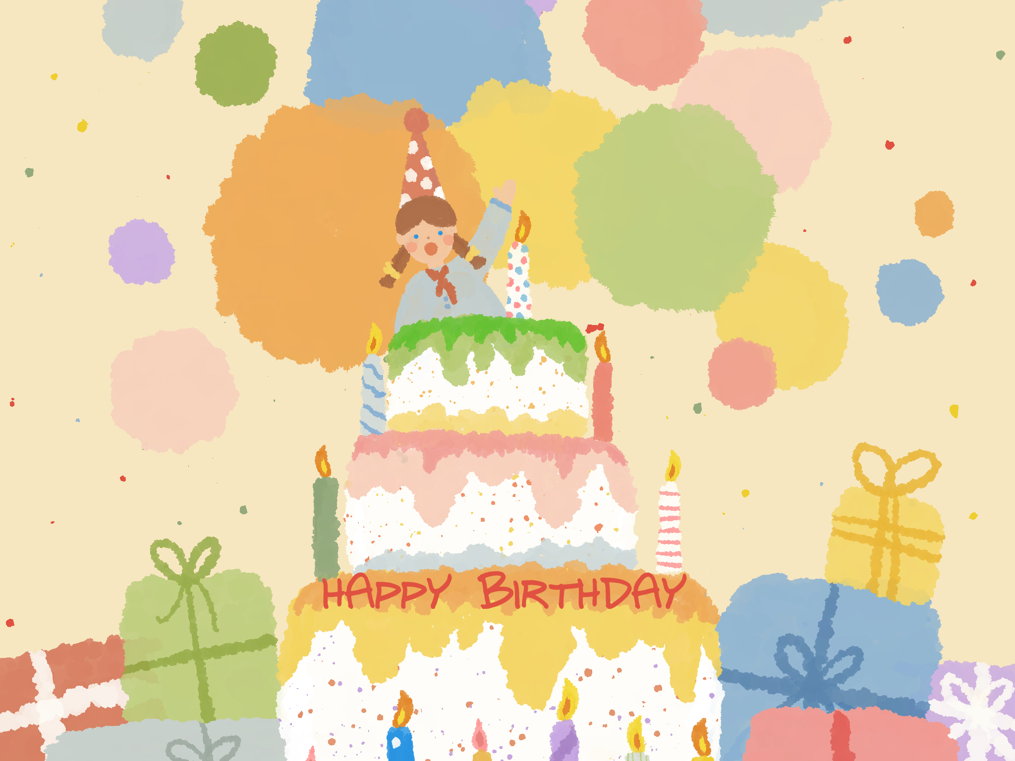 原创插画：生日大蛋糕_一只lemon-站酷ZCOOL