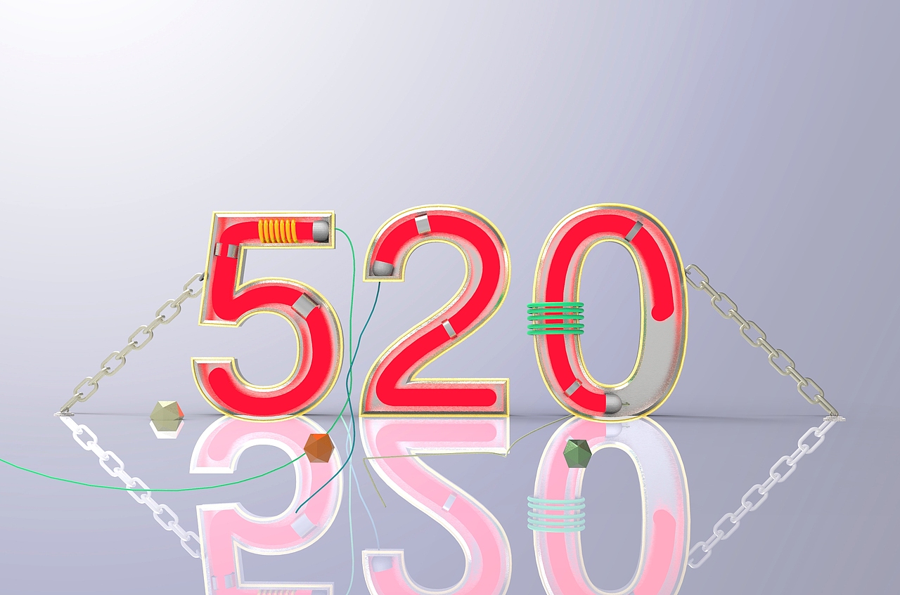 520字体设计C4D建模keyshot渲染_立强-站酷ZCOOL