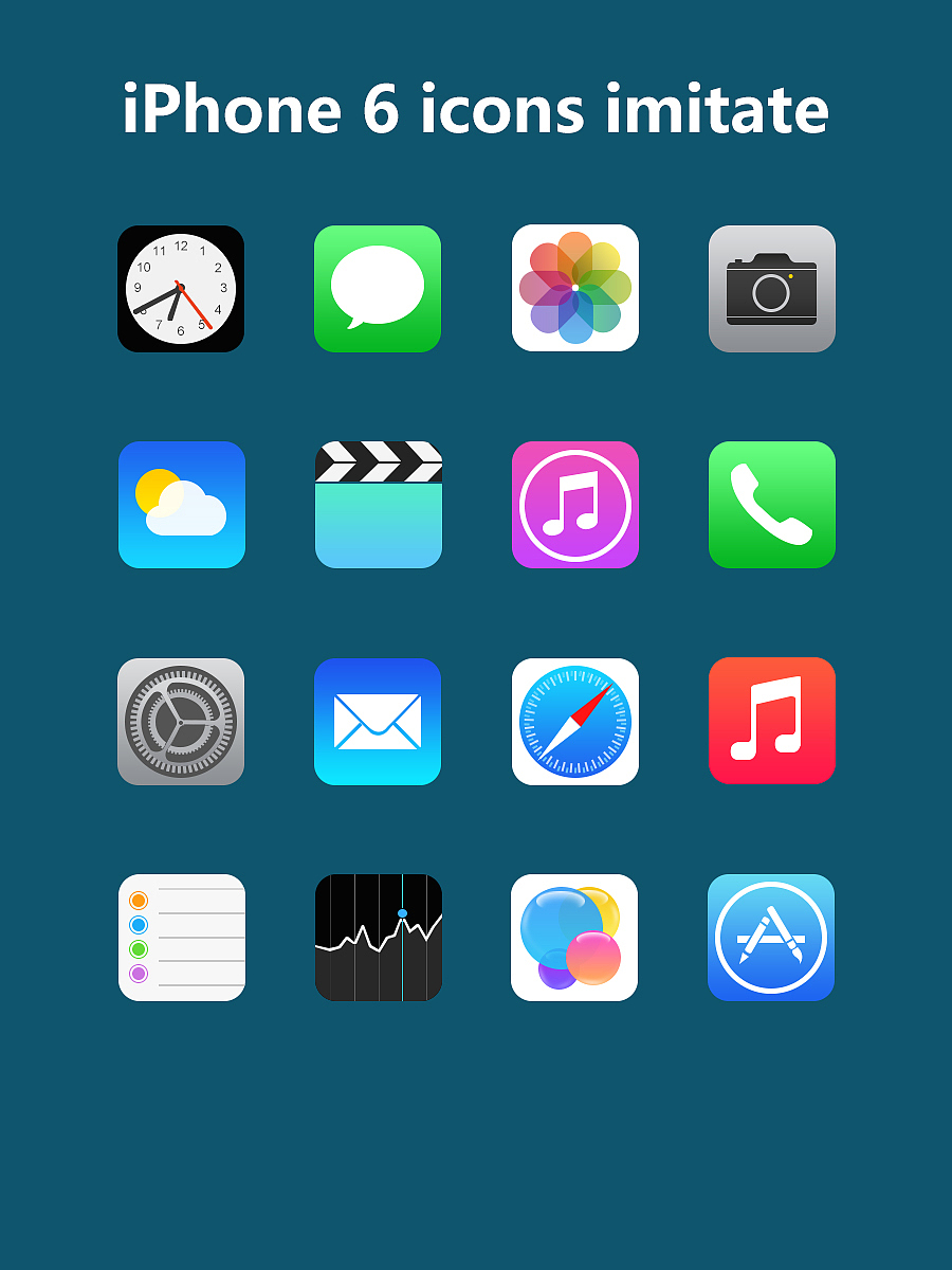 iphone 6 APP icon临摹_蓝莓一梦-站酷ZCOOL