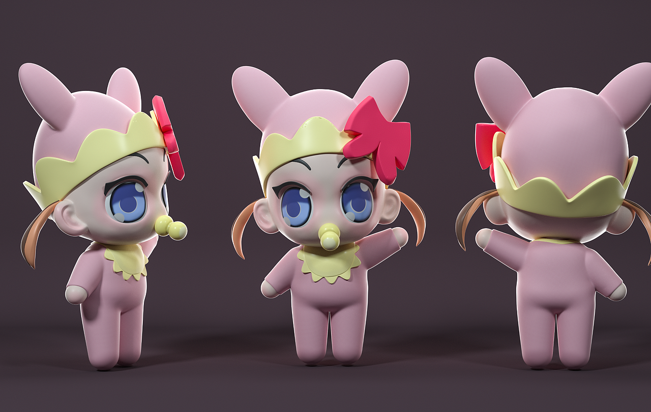 zbrush建模 3D建模 Q版角色建模 守护甜心 皮皮_明明本怪-站酷ZCOOL