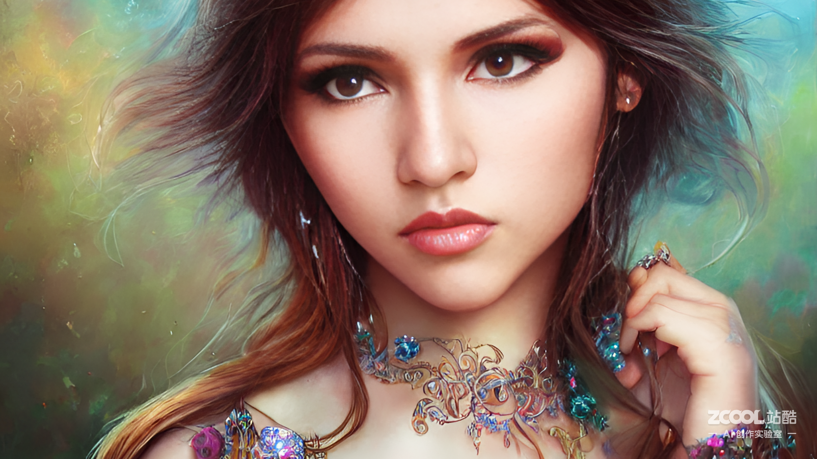 #AI创作实验室#波西米亚少女，精致面容，3d，cg感，毛_Z703644649-站酷ZCOOL