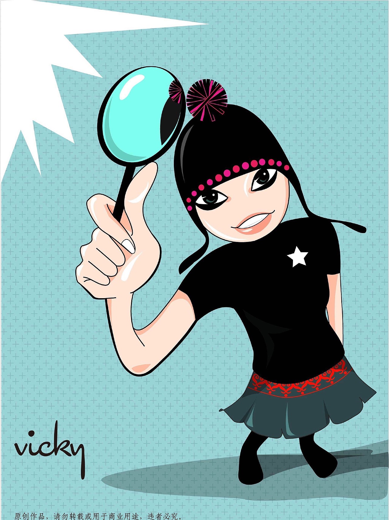 拿着放大镜的女孩_达乐vicky-站酷ZCOOL