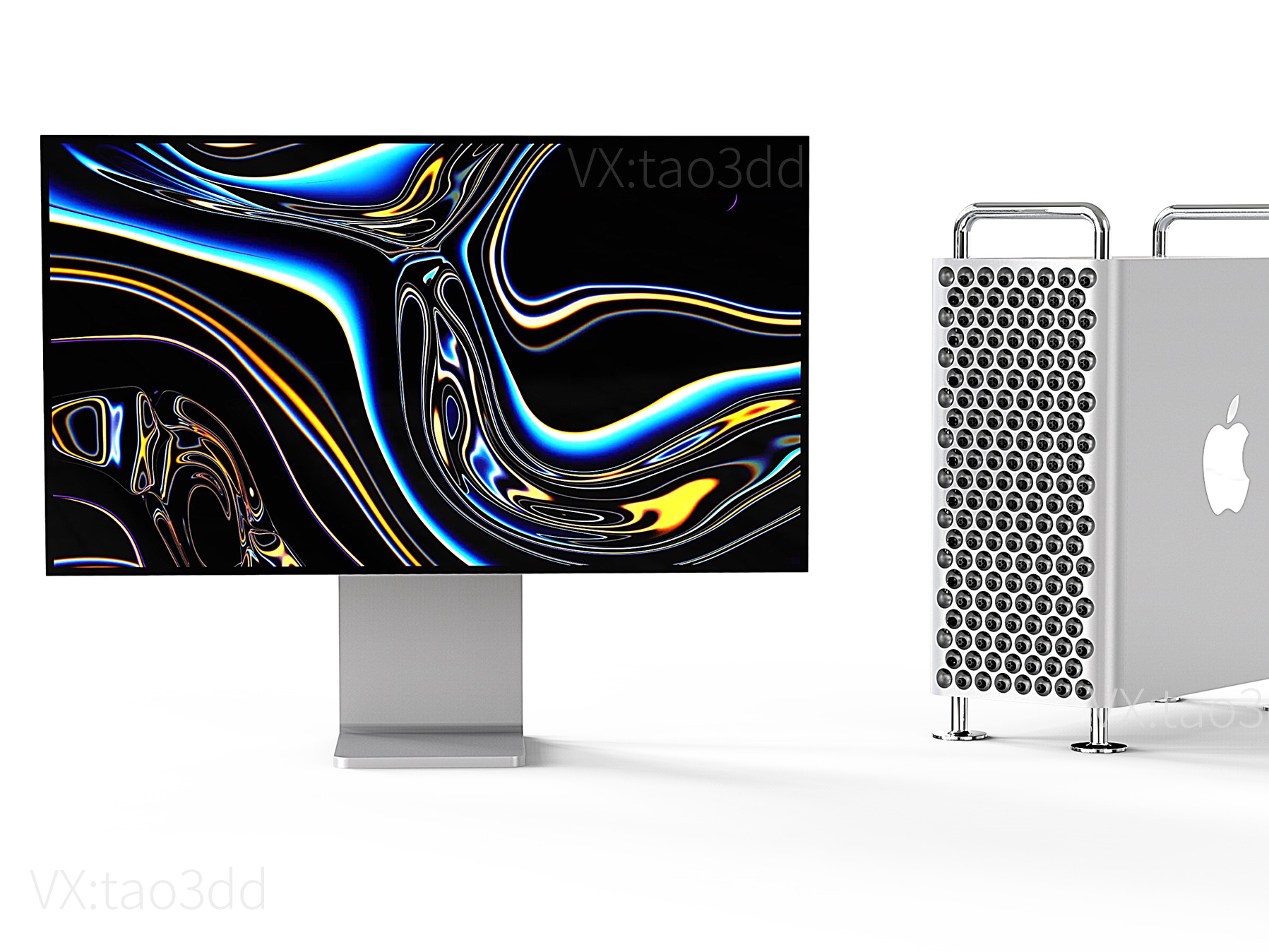 苹果台式电脑MAC PRO+显示器pro display XDR 3D模型_198精品3D模型-站酷ZCOOL