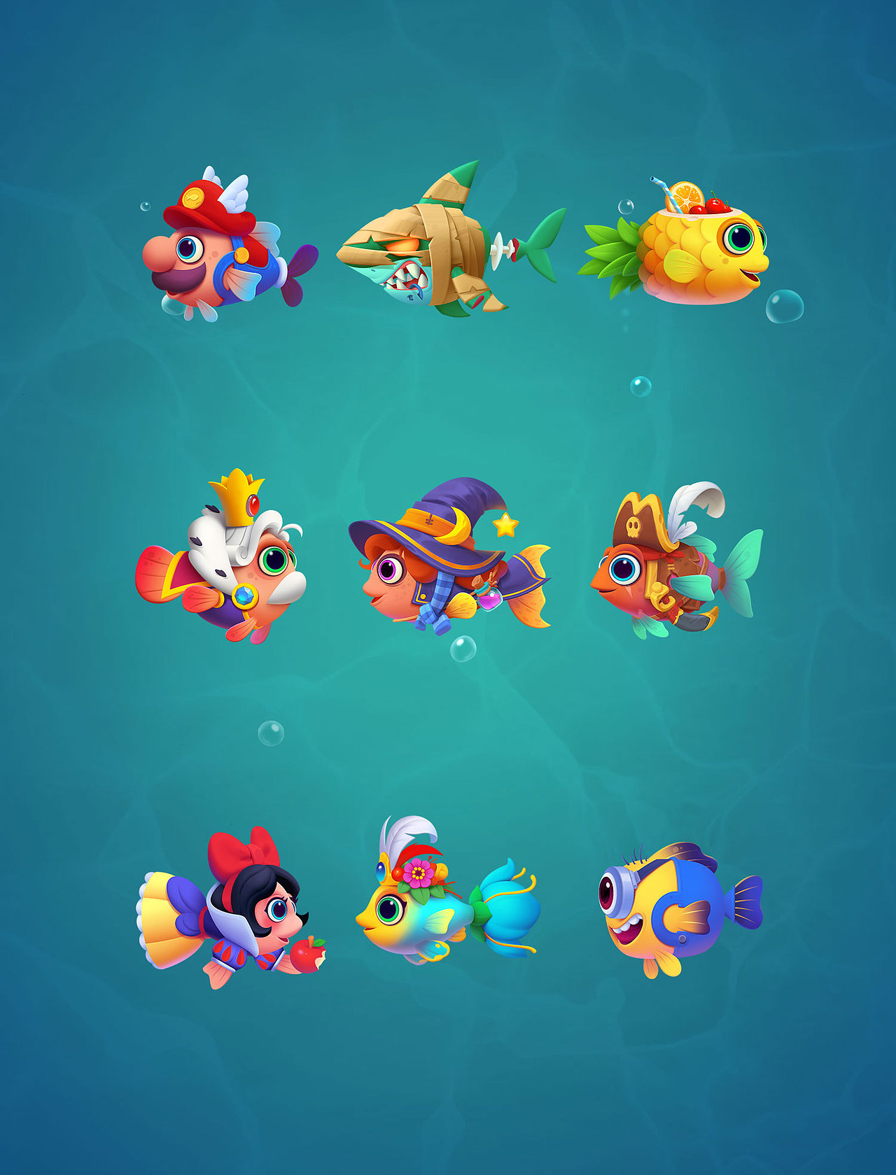 solitaire fish 欧美风格小游戏概念设计合集_王的沙发-站酷ZCOOL