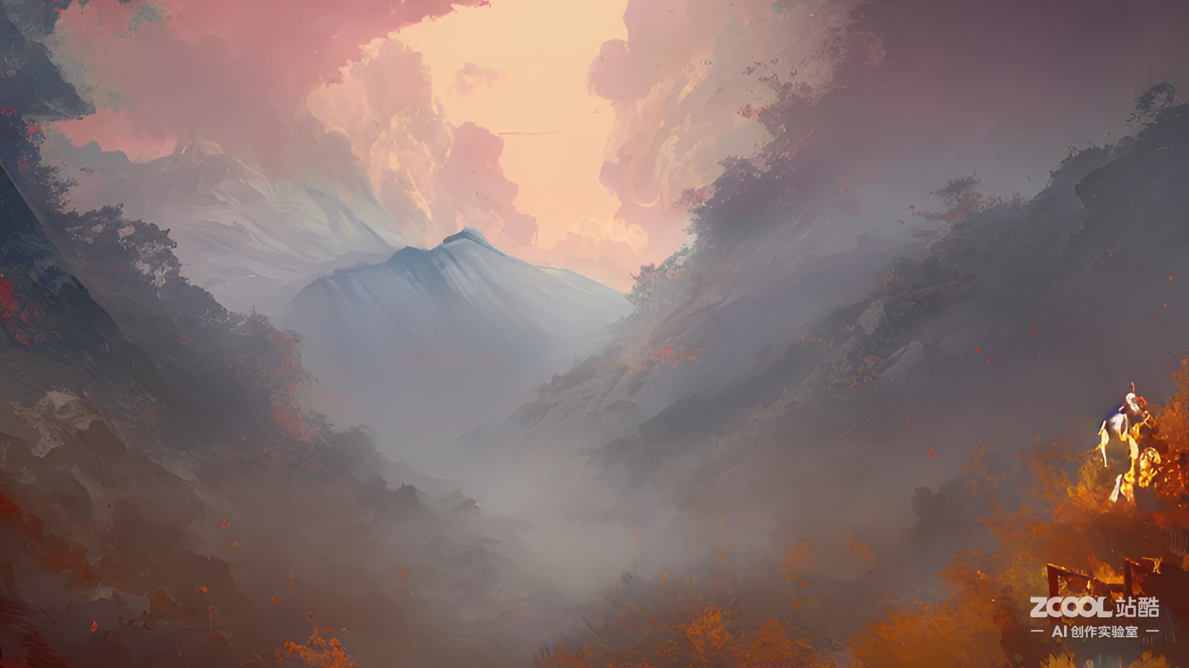 #AI创作实验室#天堂上山崩地裂，神灵跑动_LAN杯-站酷ZCOOL