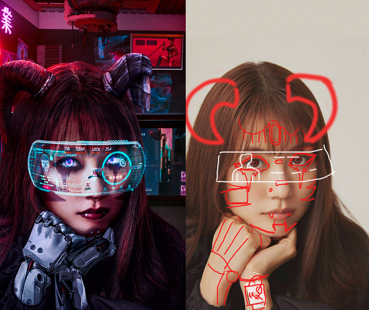 【PS合成】2077年正在联系顾客的赛博魅魔，有村架纯_狗海盗-站酷ZCOOL