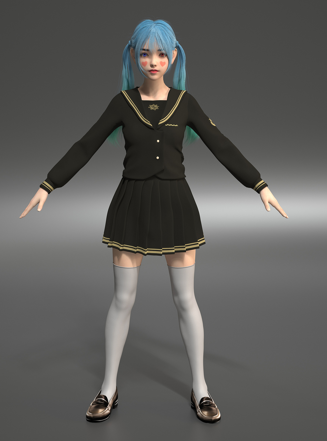 C4D建模 双马尾JK制服少女_迷人的筆-站酷ZCOOL