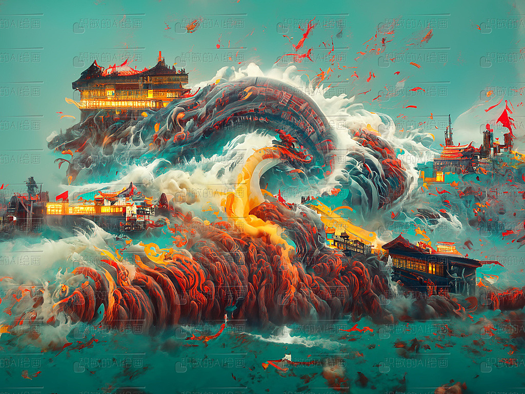 滚滚巨浪·ai人工智能绘画艺术 挑战一张封神积敏的ai绘画 站酷zcool 
