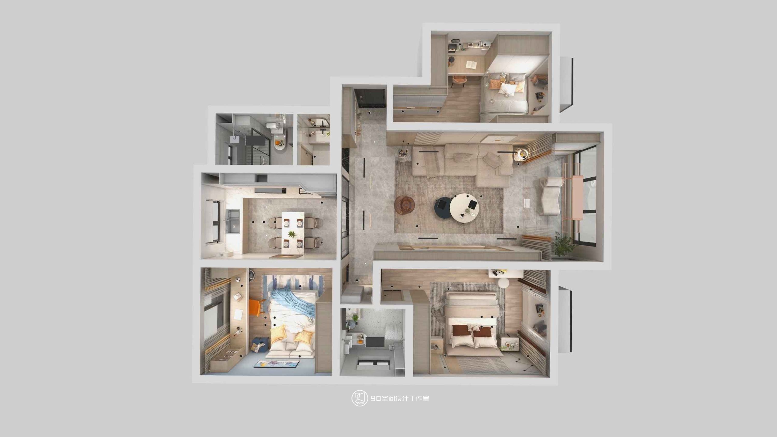 90空间设计∣《湖畔雅居》120平方现代_90空间设计工作室-站酷ZCOOL