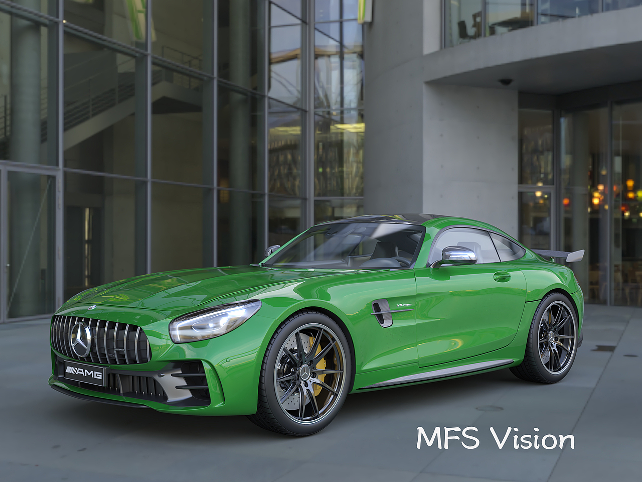 奔驰AMG GTR绿魔 渲染_zz辰逸丶-站酷ZCOOL