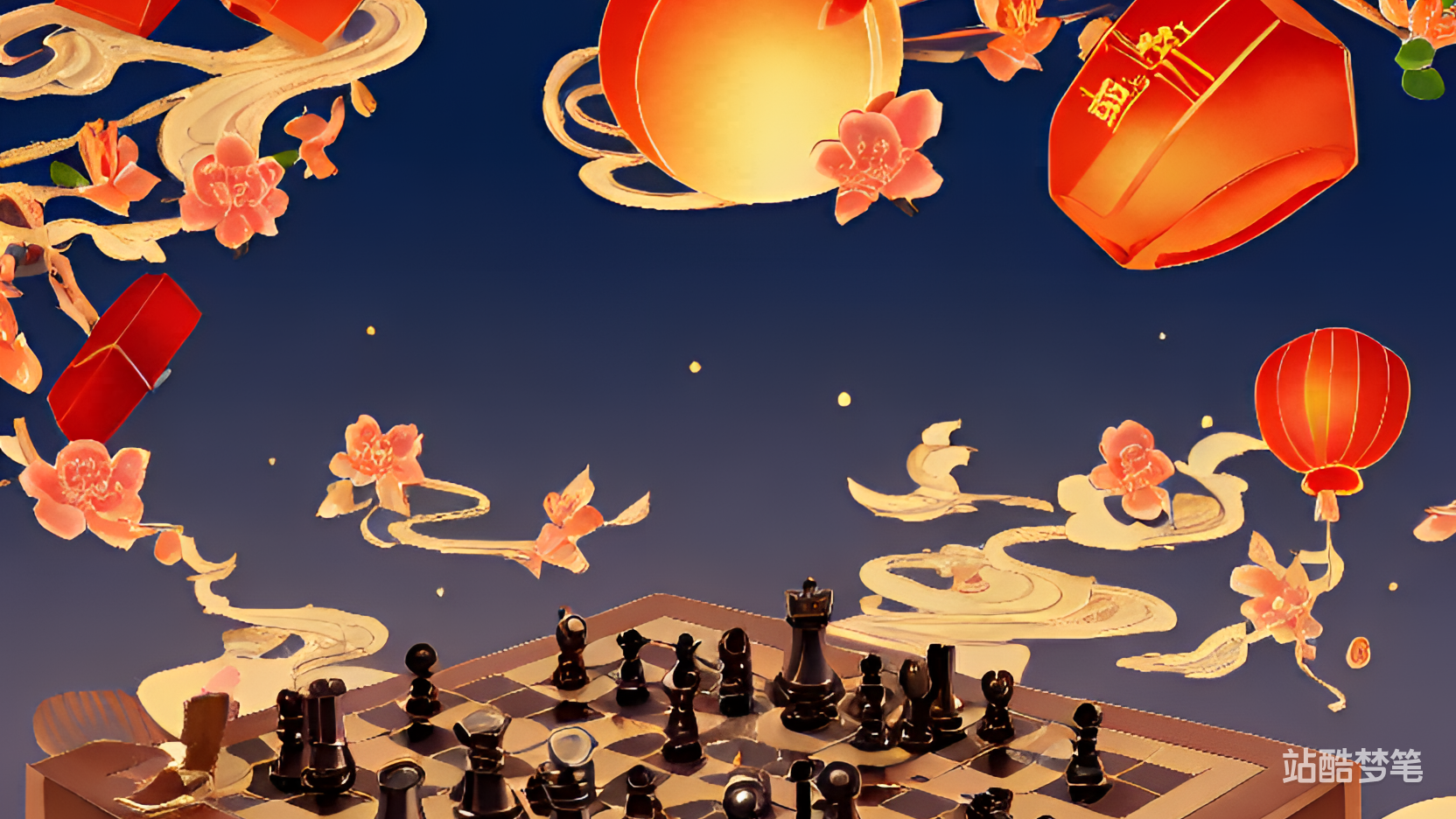 站酷梦笔中秋淮河象棋包装木月屰 站酷zcool