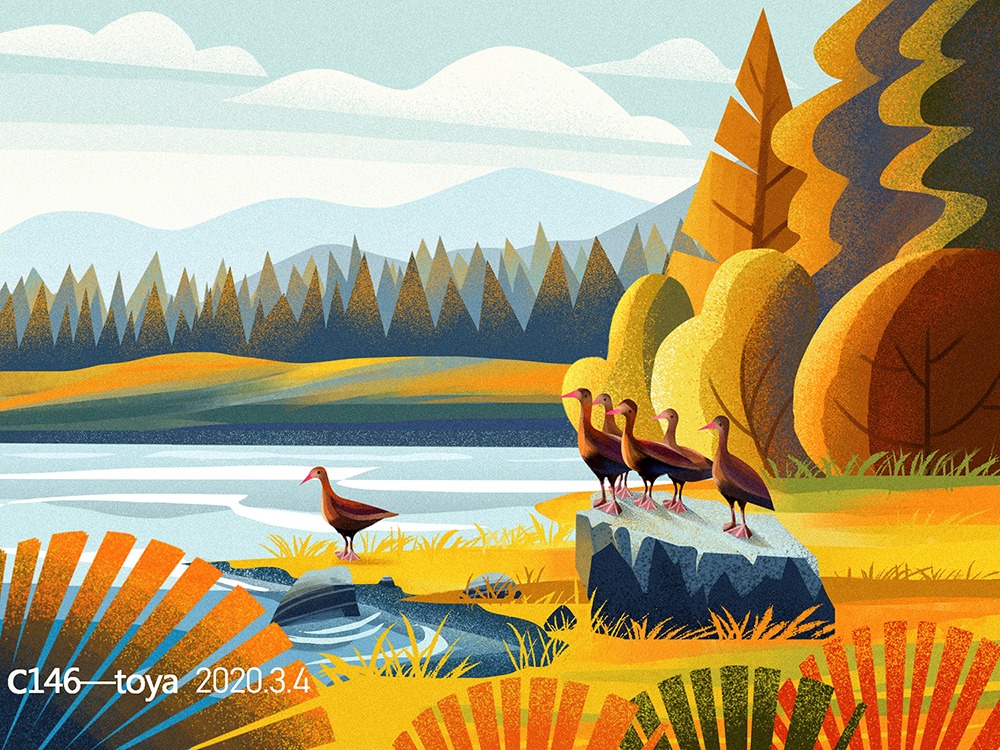 肌理噪点风原创插画练习_插画师toya-站酷ZCOOL